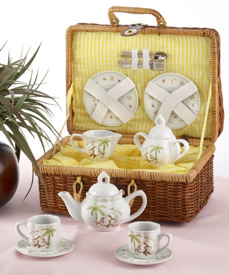 Monkey Tea Set with Basket